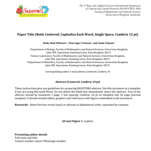 Abstract Template | Basic and Applied Sciences International Symposium ...